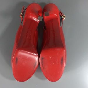 Yves Saint Laurent | Shoes | Ysl Red Tribtoo Platform Slingback Heels ...